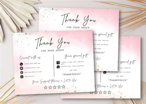 Thank You Card Printable Thank You Card Canva Template Editable Thank