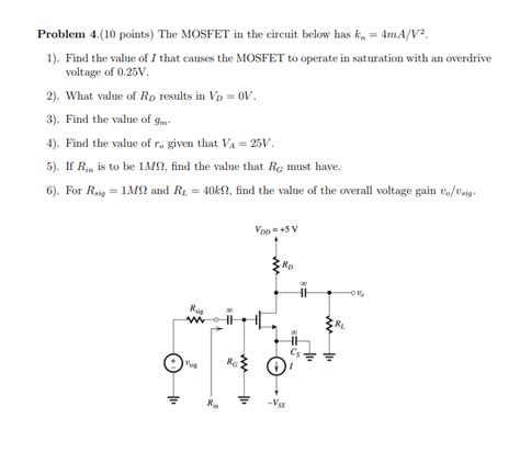 Solved Problem Points The MOSFET In The Circuit Below Chegg Com