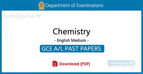 GCE A L Chemistry Past Papers English Medium