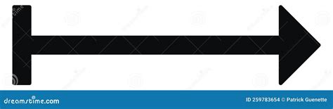 black arrow to the right with one straight line on its end icon stock