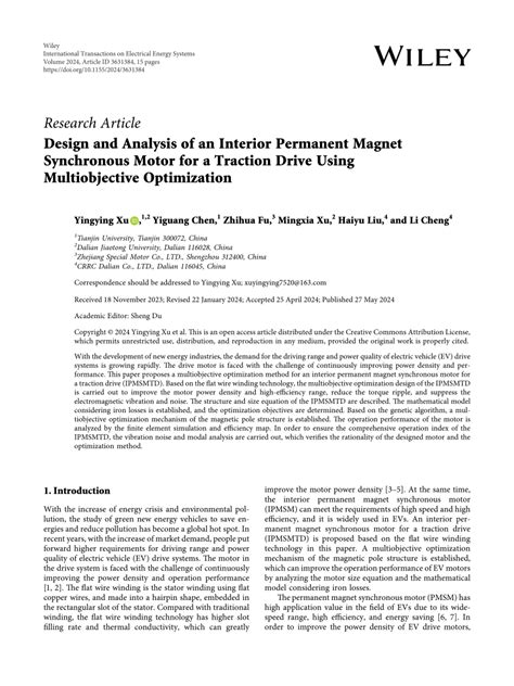 Pdf Design And Analysis Of An Interior Permanent Magnet Synchronous Motor For A Traction Drive