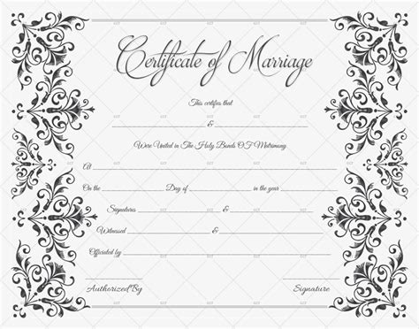 Elegant Blank Marriage Certificate Template 22 Styles