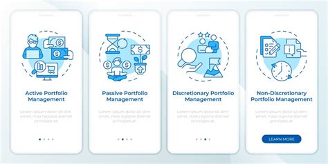 Stages Of Portfolio Management Blue Onboarding Vector Image