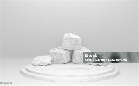 제품 프리젠 테이션을위한 연단 기하학적에 흰색 추상 3d 렌더링 비어 있음에 대한 스톡 사진 및 기타 이미지 비어 있음 흑백 흰색 Istock
