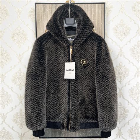 【未使用】最高級eu製＆定価12万 Uaboniパリ発豪華毛皮・ミンク・ファーコート・極地防寒 限定 艶 クマ ジャケット ブルゾン 真冬