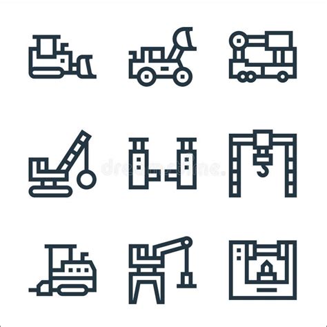 Vector Set Of Cnc Milling Machine Icons Stock Vector Illustration Of