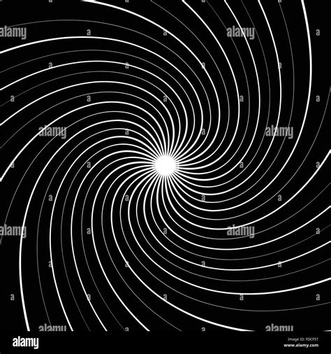 Abstract Spiral Vortex Background With Thin Radiating Lines Monochrome Background In Square