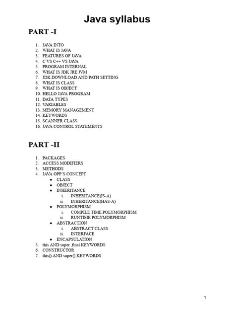 Java Syllabus Pdf Method Computer Programming Class Computer Programming