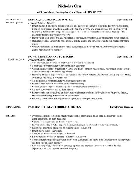 Property Claims Adjuster Resume Samples Velvet Jobs