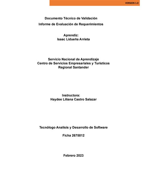 Documento Técnico De Validación Documento Técnico De Validación