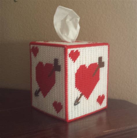 Valentine S Day Heart Love Arrow Handmade Plastic Canvas Tissue Box