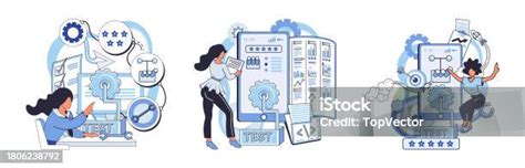 Application Testing Metaphor Vector Application Testing Qualifying Race Before Software Chit