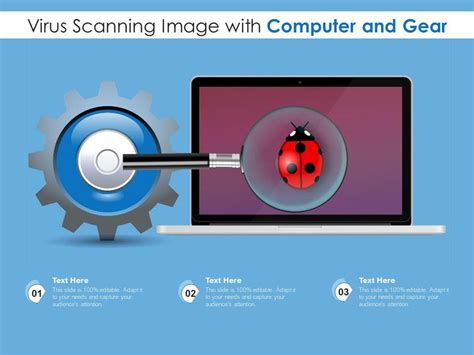 Virus Scanning Image With Computer And Gear Presentation Graphics