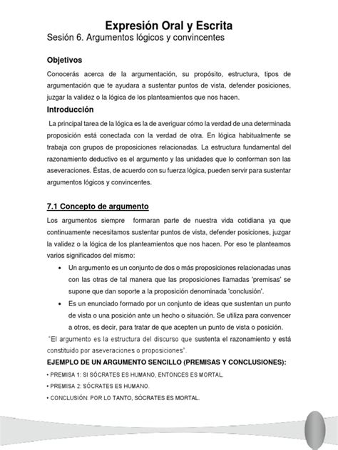 S 6 Argumentos Lógicos Y Convincentes Eoye Pdf Falacia Argumento