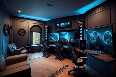 High Tech Gaming Room With Custom Built Computers Surround Sound And Virtual Reality Headsets