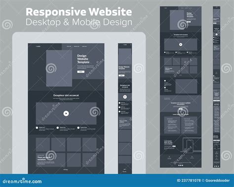 Website Design Desktop And Mobile Wireframe Stock Vector Illustration Of Internet Vector