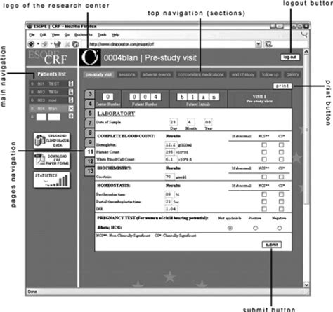 Electronic CRF Page The Users Enter The Data To The Central Database Download Scientific