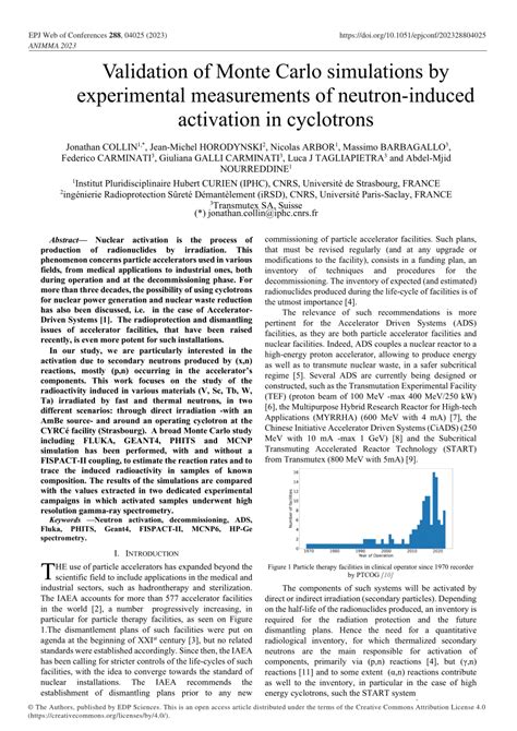 pdf validation of monte carlo simulations by experimental