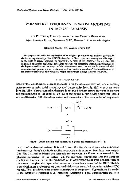 pdf parametric frequency domain modeling in modal analysis
