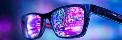 Digital Data Reflection In Glasses Futuristic Eyewear Reflecting Binary