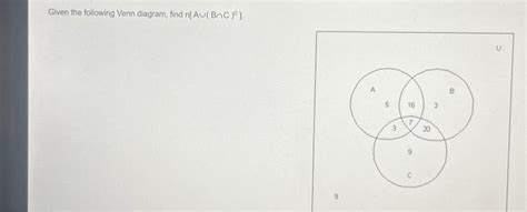 Solved Given The Following Venn Diagram Find N A BC C Chegg