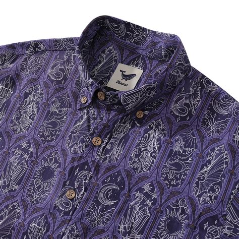 Mens Hawaiian Shirt Capricorn Print Tencel™ Button Down Short Sleeve