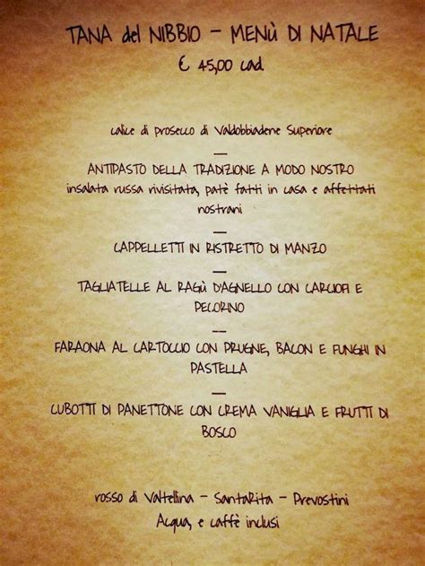 Menu Da Tana Del Nibbio Ristorante Piani Resinelli Ii