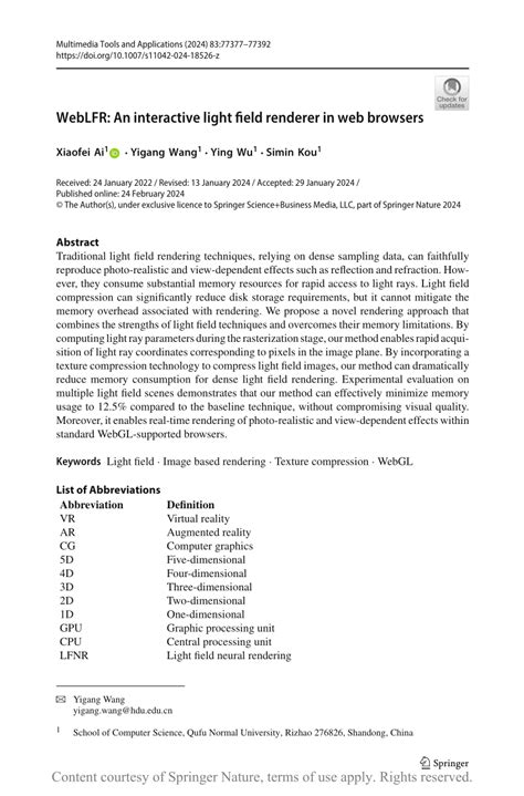 weblfr an interactive light field renderer in web browsers