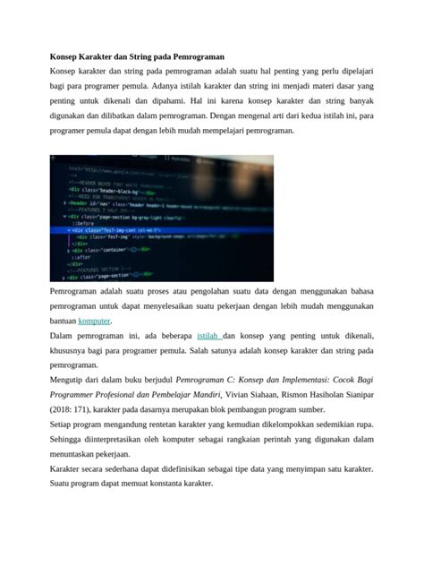 Konsep Karakter Dan String Pada Pemrograman Materi Kelas Xi Pdf