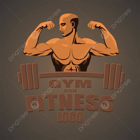 Fitness Gym Logo Maqueta Culturista Mostrando Bíceps Torso Vector