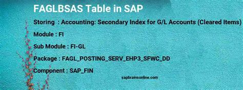 Faglbsas Sap Table For Accounting Secondary Index For Gl Accounts Cleared Items