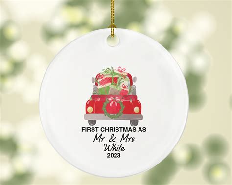 Engaged Mr Mrs Married Personalized Christmas Ornament Etsy