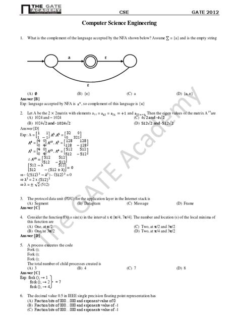 Computer Science Gate 2012 Quesans Download Free Pdf Theoretical Computer Science Data