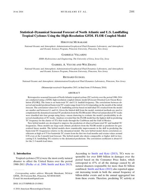 Pdf Statistical Dynamical Seasonal Forecast Of North Atlantic And Us
