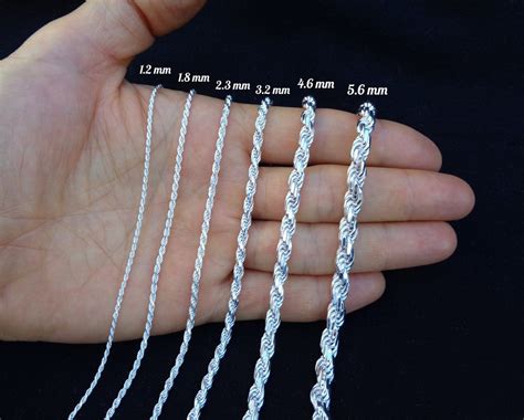 Real Sterling Silver Rope Chain Solid 925 Silver Necklace Etsy