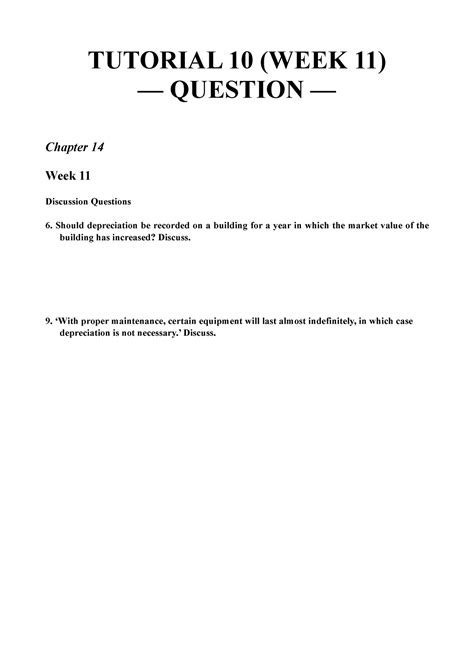 Tutorial 10 Week 11 Question Tutorial 10 Week 11 — Question