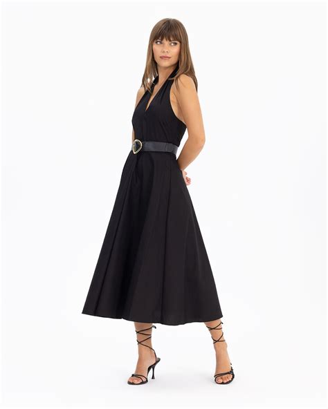 Halter Neck Belted Midi Dress Secilstore