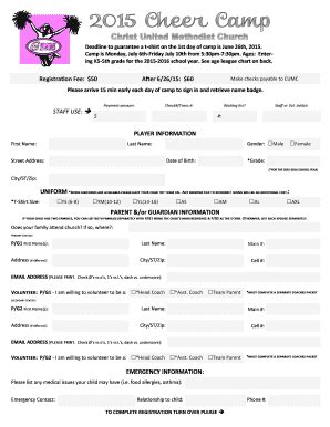Fillable Online Cheer Camp Registration Formpub Fax Email Print PdfFiller