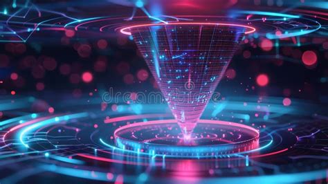 Futuristic Digital Landscape With Glowing Lights And Holographic Projections A Captivating