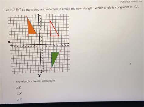 Solved Possible Points 20 Let Abc Be Translated And Reflected To Create The New Triangle Whi
