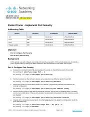 Implementing Port Security In Packet Tracer Step By Step Guide Course Hero
