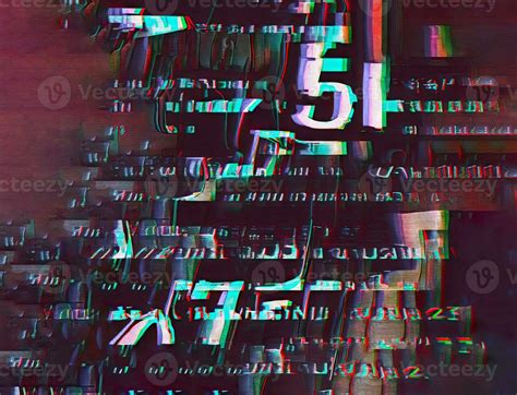 Digital Matrix Numerical Glitch Effect With Distorted Binary Code And