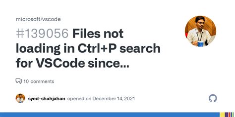 Files Not Loading In Ctrl P Search For VSCode Since Upgrade To Issue
