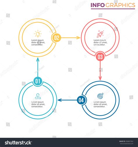 Four Steps Infographics Linear Diagram Chart Stock Vector Royalty Free 458807362