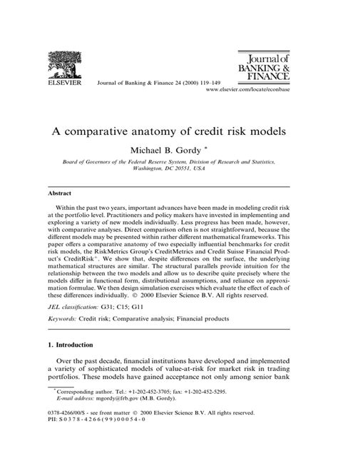 a comparative anatomy of credit risk models pdf exponential