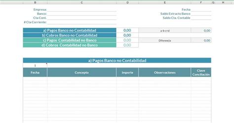 Descargar Plantilla Gratuita De Conciliación Bancaria Para Excel En 1 Clic