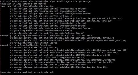 Java Javafx Jar Execution Throws Invocationtargetexception Stack