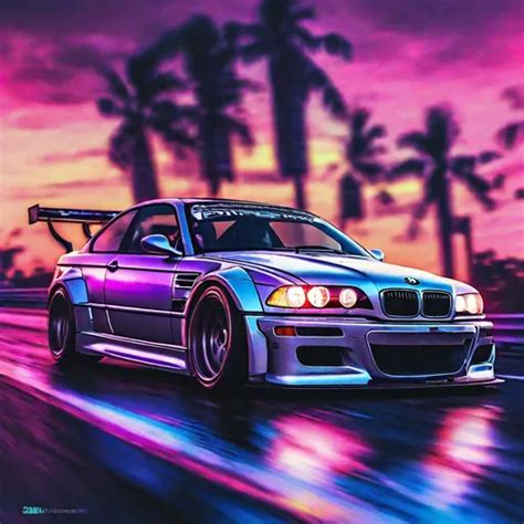 2001 BMW M3 E46 GTR Synthwave Aesthetic Cyberpunk