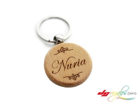 Llavero circular de madera personalizado grabado a láser