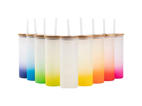 17oz500ml Glass Skinny Tumbler Wstraw And Bamboo Lid Wstraw And Bamboo